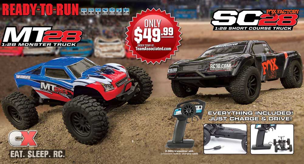 Team Associated MT28 / SC28 Fox Factory Edition 1:28 Scale Trucks